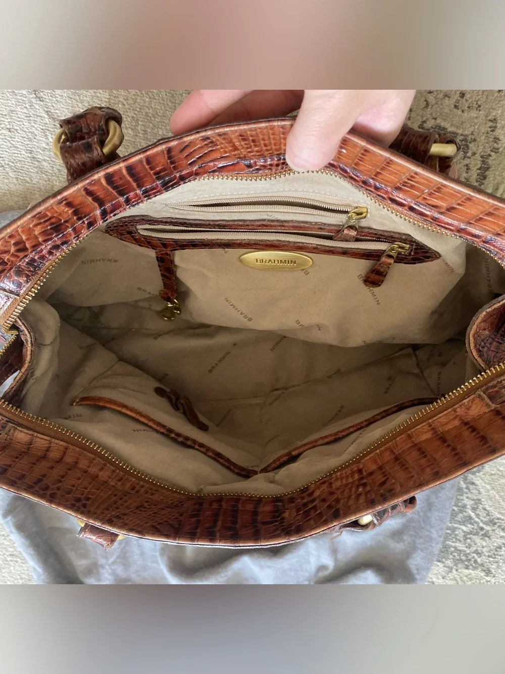 Brahmin | Bags | Vintage Brahmin Elouise Shoulder Bag In Pecan ...